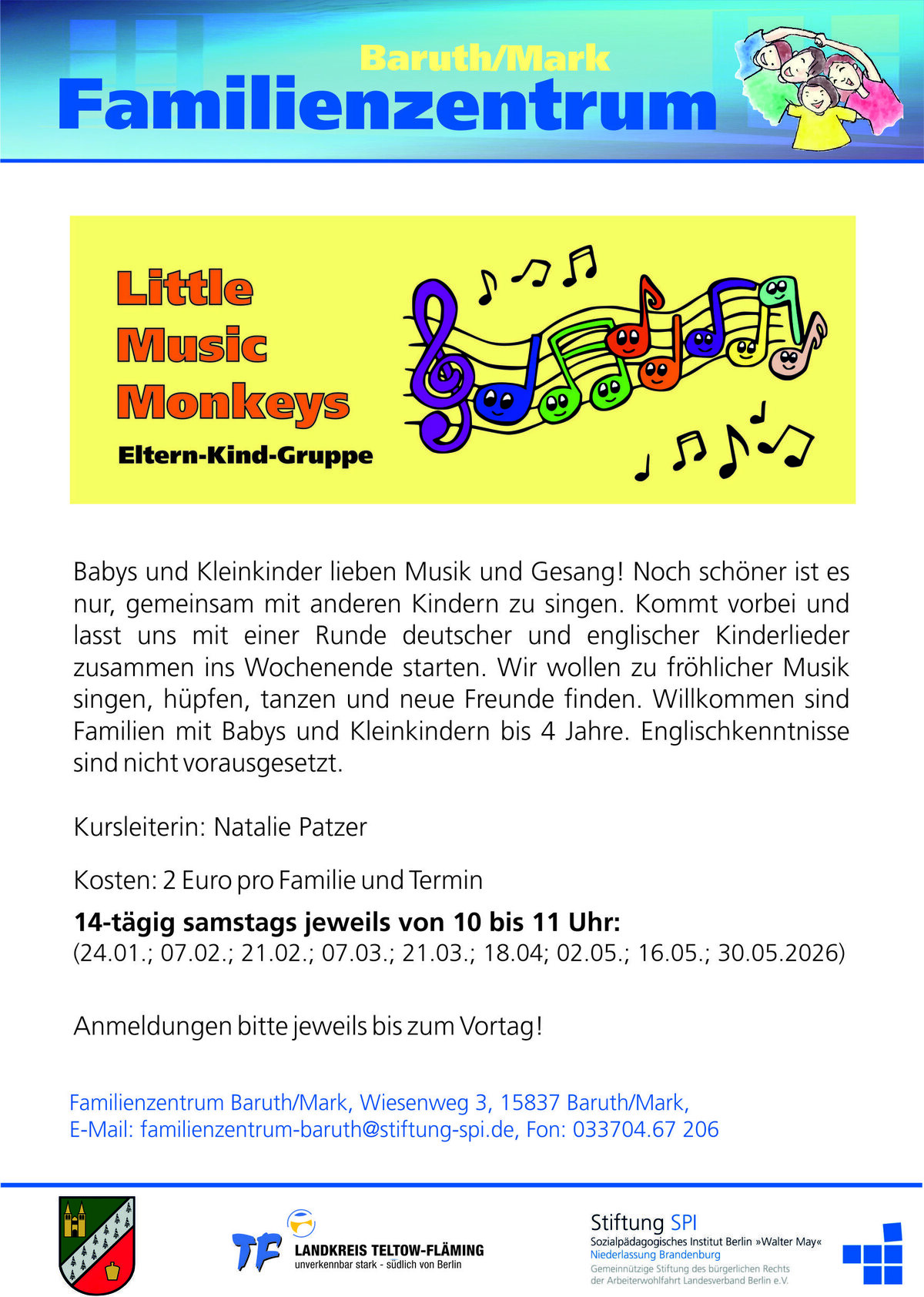 Eltern-Kind-Kurs "Little Music Monkeys" / Stadt Baruth&Mark